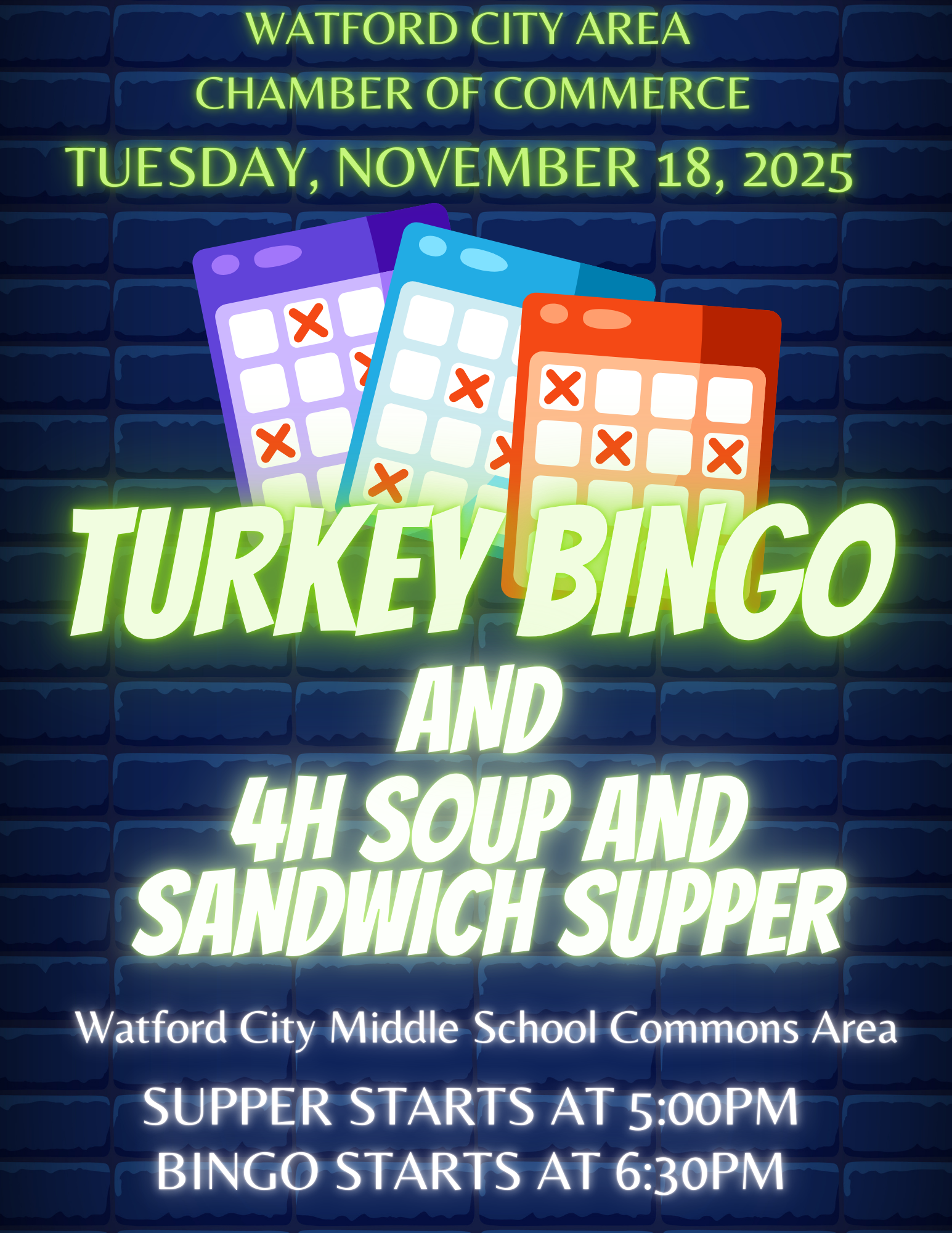 Turkey Bingo and 4H Soup and Sandwich Supper - Watford City Chamber